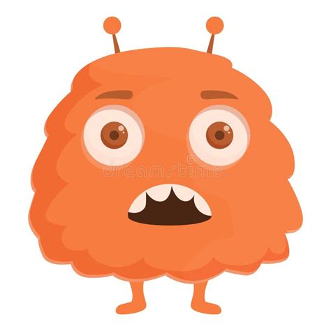 Orange Monster Alien Icon Cartoon Vector Cute Funny Character Stock