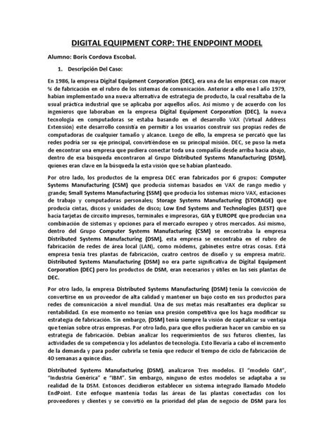 digital equipment corp implementando el modelo endpoint para mejorar