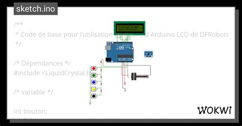 Test Potentiometre Shield Lcd Keypad DFrobot Wokwi ESP32 STM32 Arduino Simulator