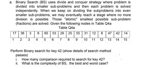 Solved Binary Search Bs Uses Divide And Conquer Strategy