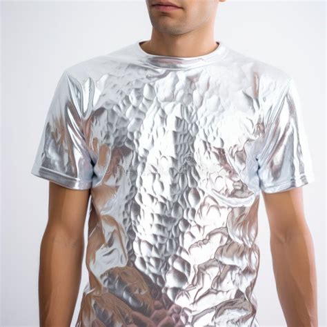 Contoured Shading Aluminum Foil Shirt With Shiny Bumpy Texture Stock Illustration Illustration