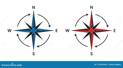 Compass Pointer Icon With White Background Direction Map Navigation Symbol Stock Vector