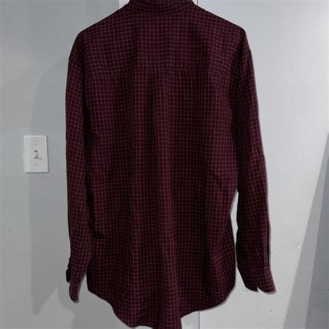 Burgundy Checkered Button Up Shirt Brand Van Depop