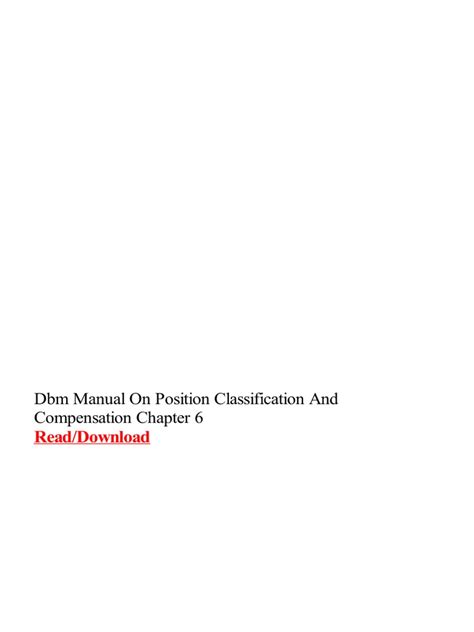 Dbm Manual On Position Classification And Compensation Chapter 6 Pdf
