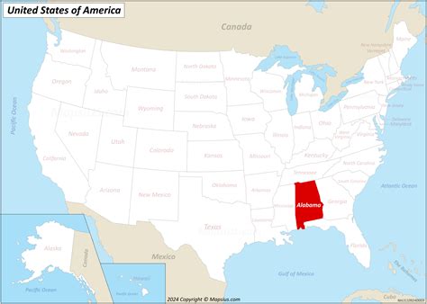 Map Of Alabama State Usa