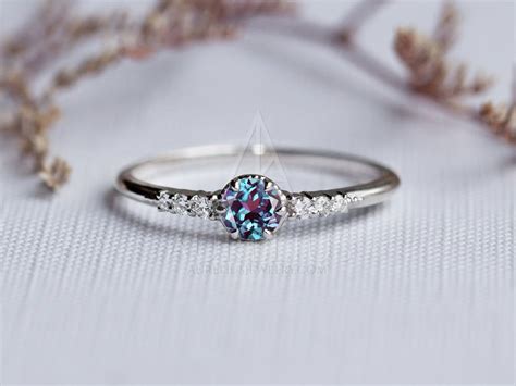 Vintage Alexandrite Engagement Ring Oval Cut Lab Alexandrite Ring Set