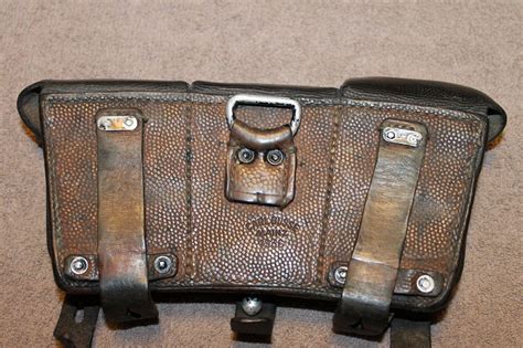 Original Early Ww2 German Army K98 Three Pocket Leather Ammo Pouch