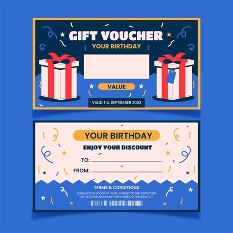 Plantilla De Vale De Regalo De Cumpleaños De Diseño Plano Vector Gratis