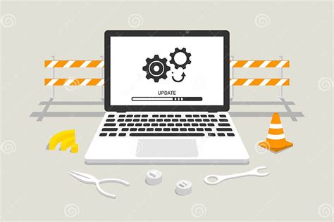 Install Operating System Update Of Laptop Computer Screen With Updating Progress Bar Digital