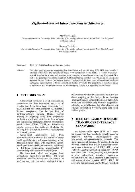Pdf Zigbee To Internet Interconnection Architectures