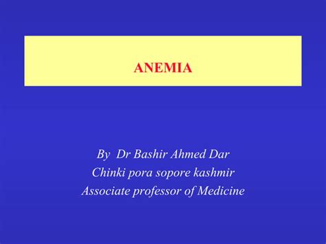 Anemia And Its Classification Ppt
