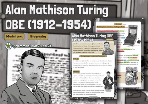 Year 3 Model Text Biography Alan Mathison Turing Obe 1912 1954 Grammarsaurus