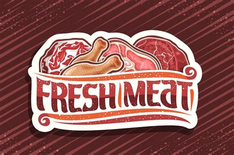 Fresh Meat Logo Cut Paper Badge Fresh Meat Food Logo Design