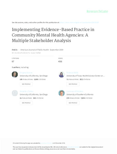 (PDF) Implementing evidence-based practice in community mental health agencies: A multiple ...