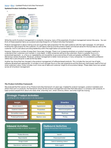 Product Focus Updated Product Activities Framework Pdf Marketing