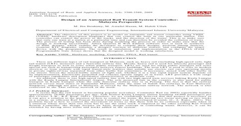 Pdf Design Of An Automated Rail Transit System Controller Malaysia Perspective Dokumen Tips