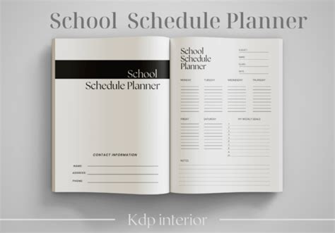 School Schedule Planner Kdp Interior Graphic By Jane Minner