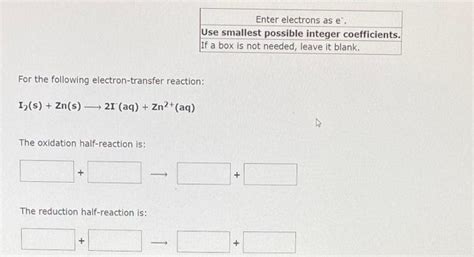 Solved For The Following Electron Transfer Reaction I2