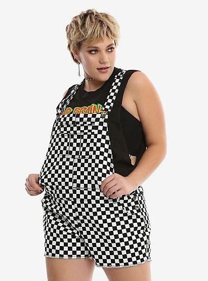 Blackheart Checkerboard Short Overalls Plus Sizeblackheart Checkerboard