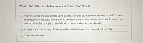 Solved What Is The Difference Between Analytics And