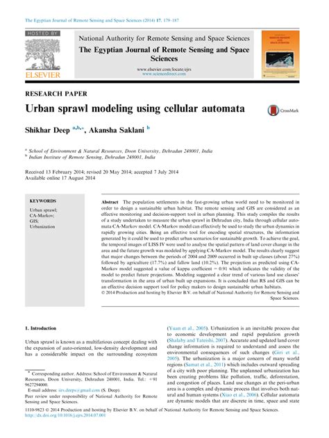 Pdf Urban Sprawl Modeling Using Cellular Automata