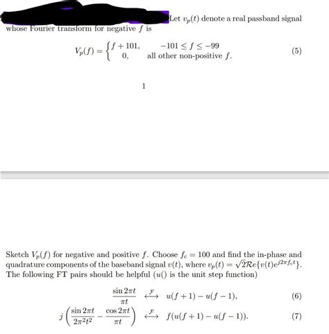Solved Let Vpt Denote A Real Passband Signal Whose Fourier