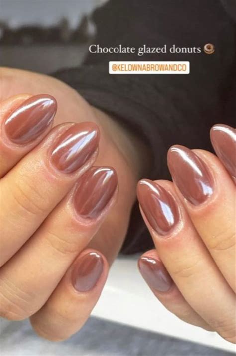 Chocolate Glazed Donut Nails Neutral Nails Dipped Nails Gel Nails