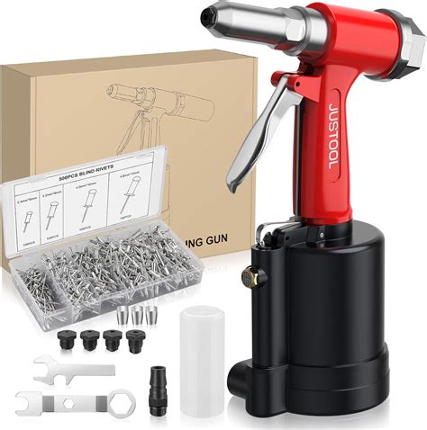 Justool Remachadora De Aire Hidráulico Pistola Remachadora Neumática Profesional Con 500pcs