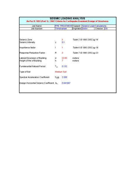 2 1 Seismic Load Calculation Pdf