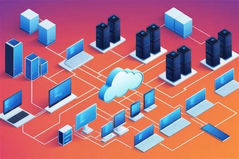 Premium Photo Digital Cloudscape Abstract Isometric Technology In The