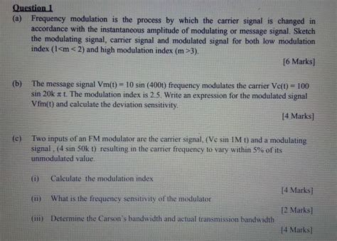 Solved Question A Frequency Modulation Is The Process By Chegg
