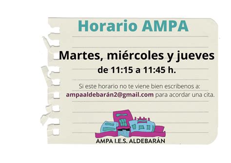 Horario Ampa Curso 2022 2023 Ampa Aldebarán