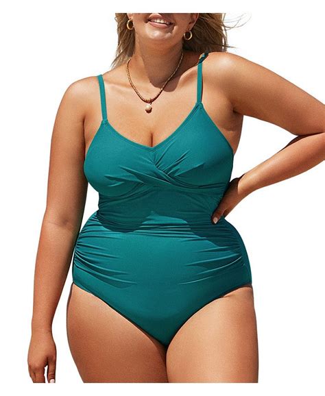 Cupshe Plus Size Boho Rhapsody Shirred One Piece Swimsuit Macys