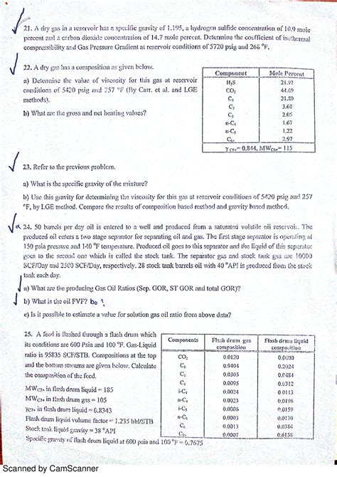 Reservoir Fluid Properties Course Example Problem Exams