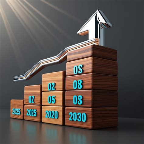 Shining Rise Up Arrow On Wooden Blocks Chart Steps From The Year 2025