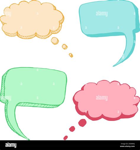 A Collection Of Multi Coloured Thought Bubbles In Different Comic Styles Stock Vector Image