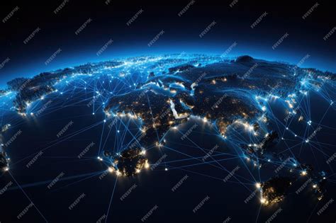 Premium Photo World Map With Glowing Lines Representing International
