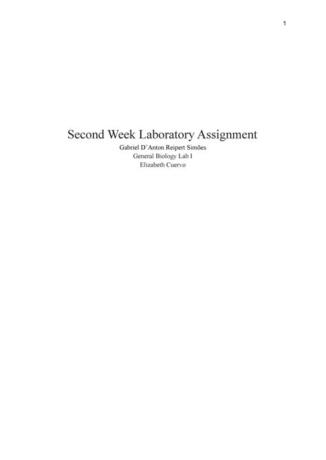 Second Week Laboratory Assignment Second Week Laboratory Assignment
