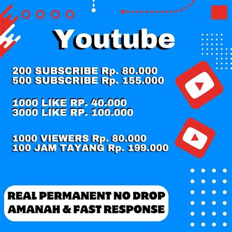 Jual Youtube Subscribe Like Viewer Jam Tayang Proses Cepat Amanah Shopee Indonesia
