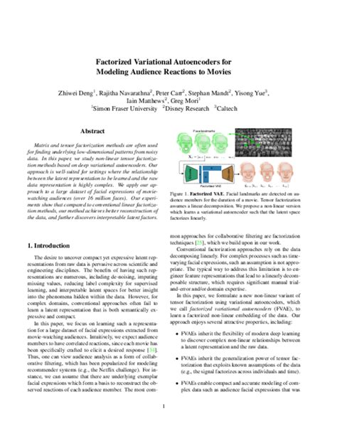 Pdf Factorized Variational Autoencoders For Modeling Audience Reactions To Movies