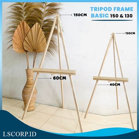 Jual Standing Tripod Frame Kayu Wooden Easel Penyangga Papan Wedding