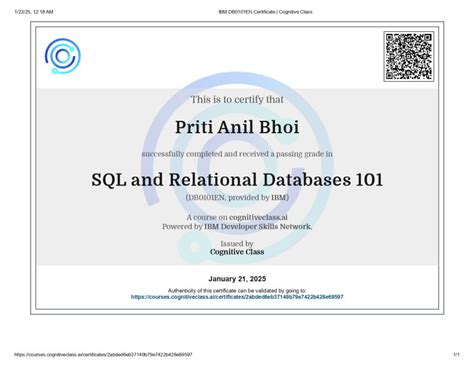 Sql Relationaldatabases101 Ibm Certification Learningjourney
