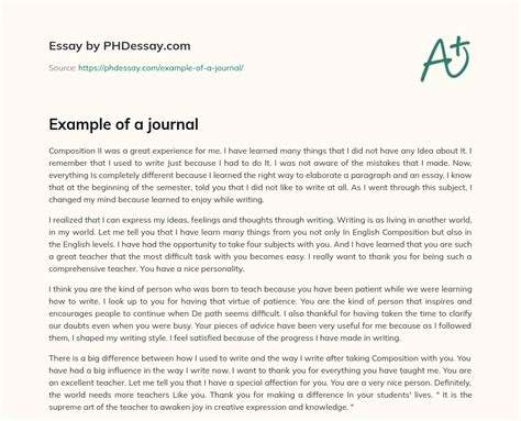 Example Of A Journal 400 Words