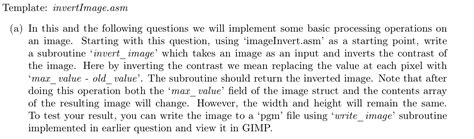 Solved Template InvertImage Asm A In This And The Chegg