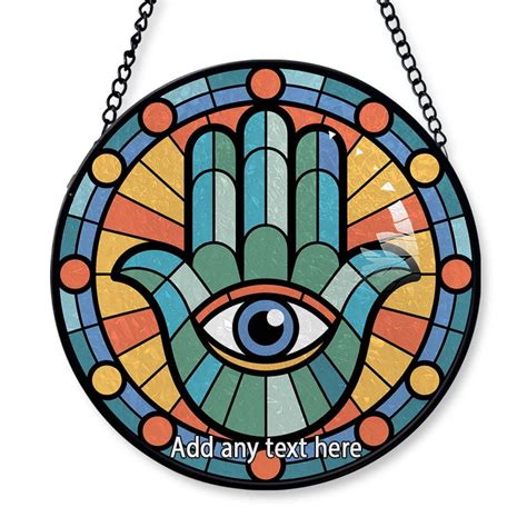 Hamsa Hand Stained Glass Suncatcher Window Hanging Unique Window