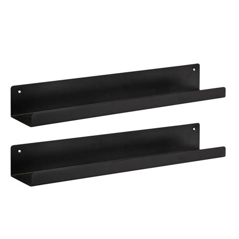 Kate And Laurel Mezzo Modern Metal Ledge Shelf 24 Black Set Of 2