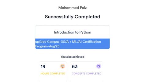 Completed Python Course At Upgrad Campus Mohammed Faiz Posted On The Topic Linkedin