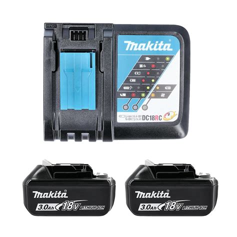 Makita Bl1830 Battery 18v 3ah Li Ion Lxt Battery Twin Pack With Dc18rc
