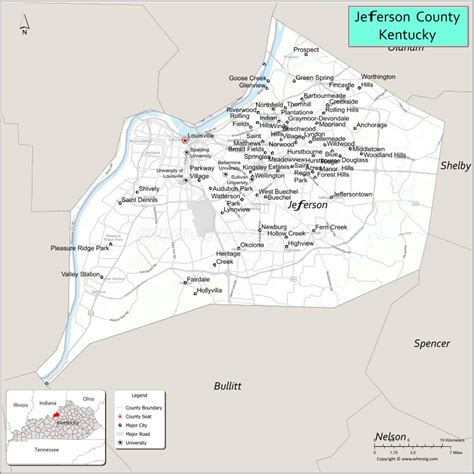 Map Of Jefferson County Kentucky Where Is Located Cities
