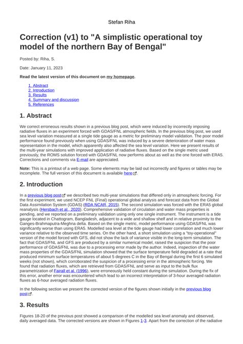 Pdf Correction V1 To A Simplistic Operational Toy Model Of The Northern Bay Of Bengal